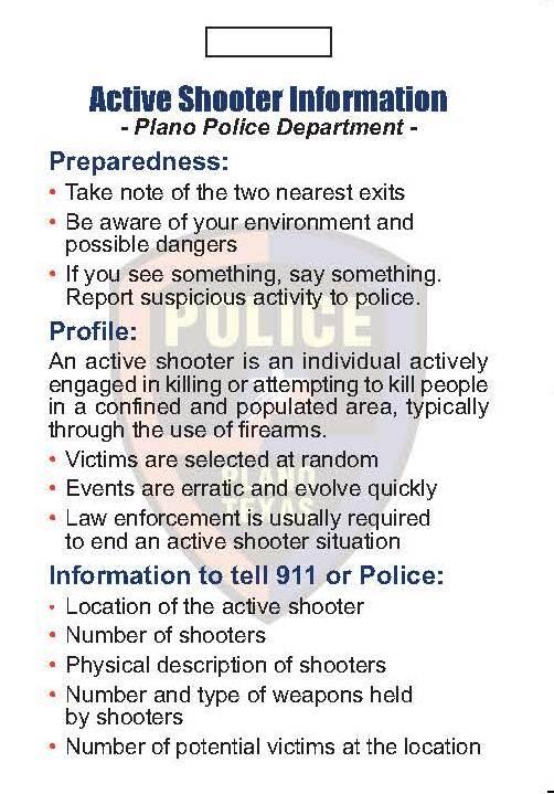 Active Shooter training material (Plano Police Department) — Nextdoor ...