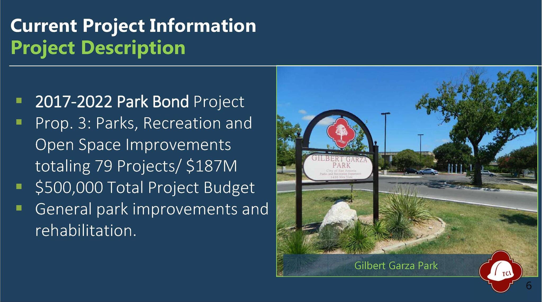Gilbert Garza Park 2017 Bond Project Survey (City of San Antonio Public ...