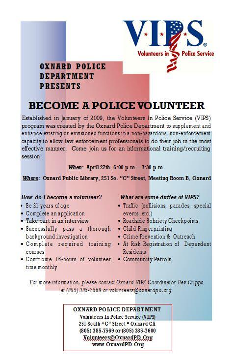 BECOME A POLICE VOLUNTEER! (Oxnard Police Department) — Nextdoor — Nextdoor