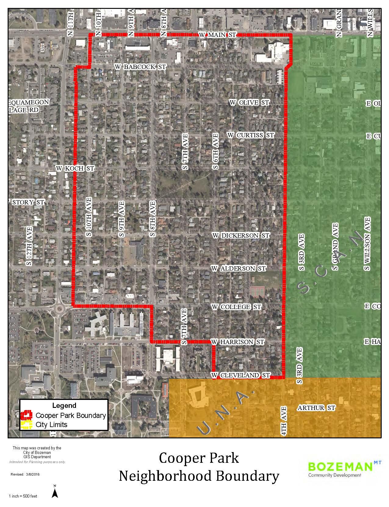 Neighborhood Meeting & Cooper Park Boundary Map (City of Bozeman ...