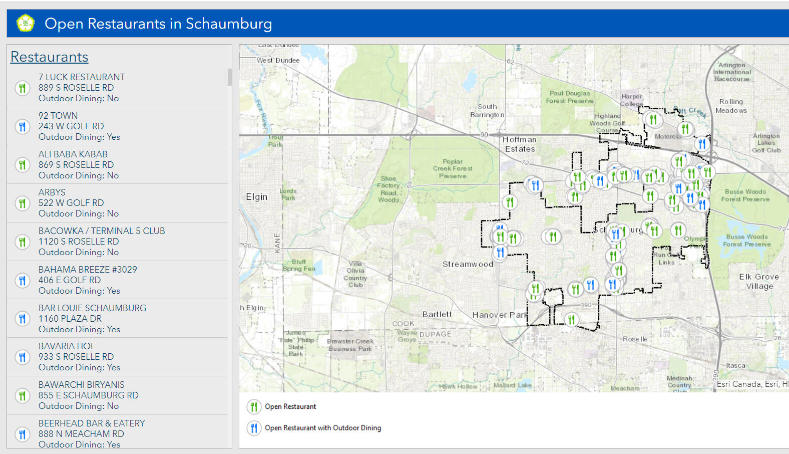 Schaumburg Restaurant Map Updated with Outdoor Dining Options (Village ...