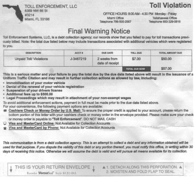 Toll Violation Letter Scam (Fort Lauderdale Police Department ...