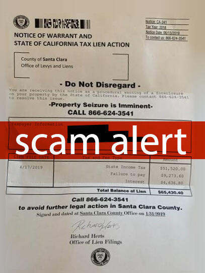 SCAM ALERT: Beware of fraudulent tax lien letters (County of San Mateo ...