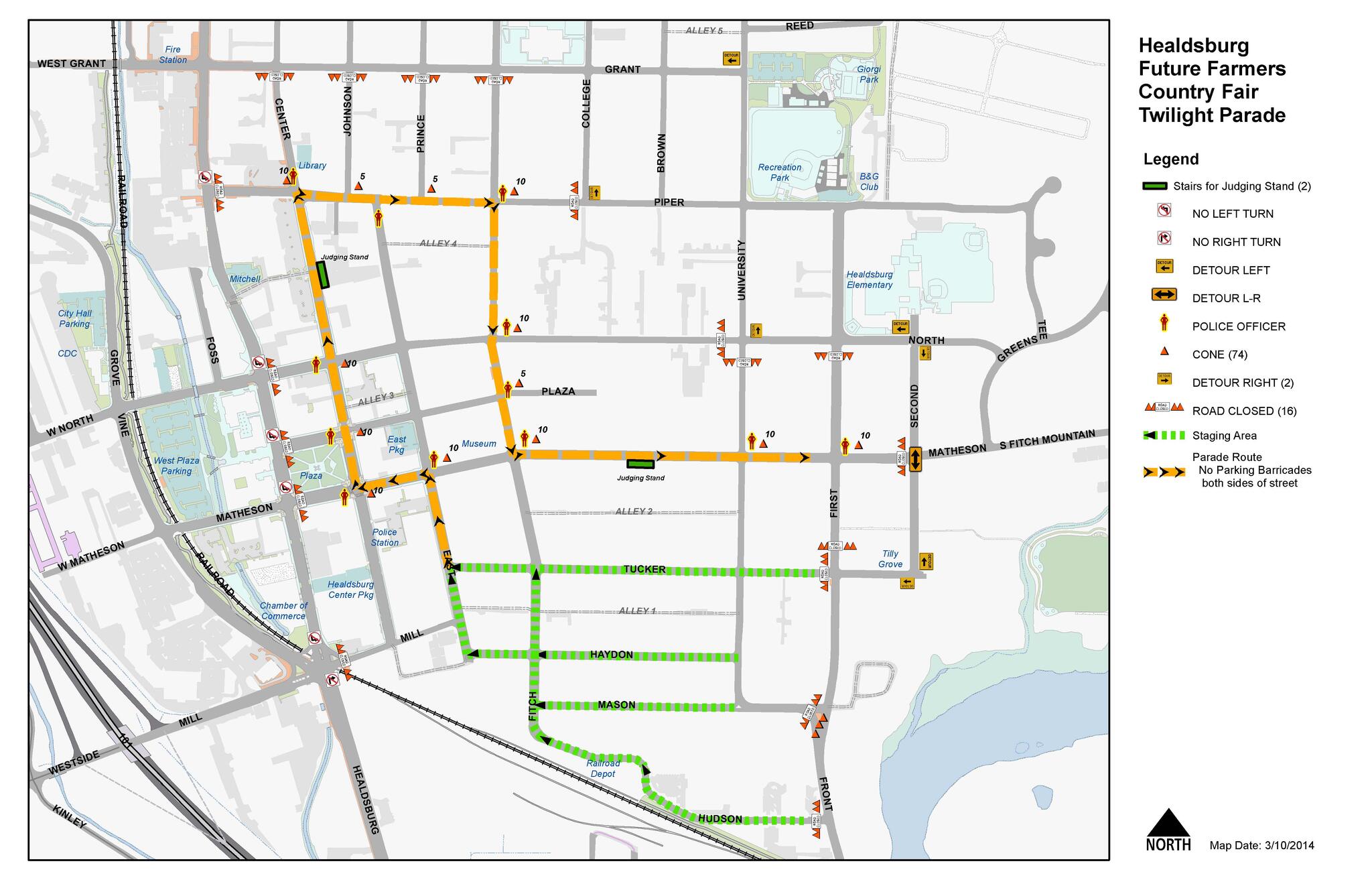 Map of FFA Parade Route and Street Closures (City of Healdsburg ...